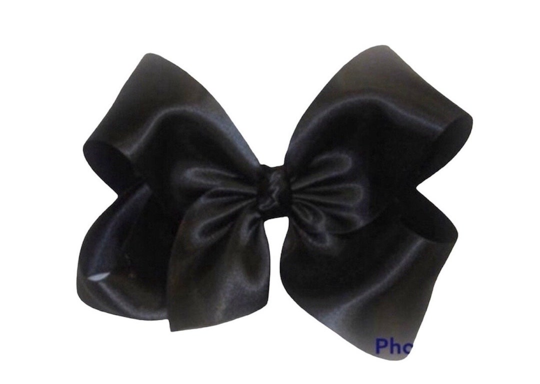 Black Satin Bow, Big Black Bow, 5 Inch Bow, Girls Boutique Bows, Basic ...