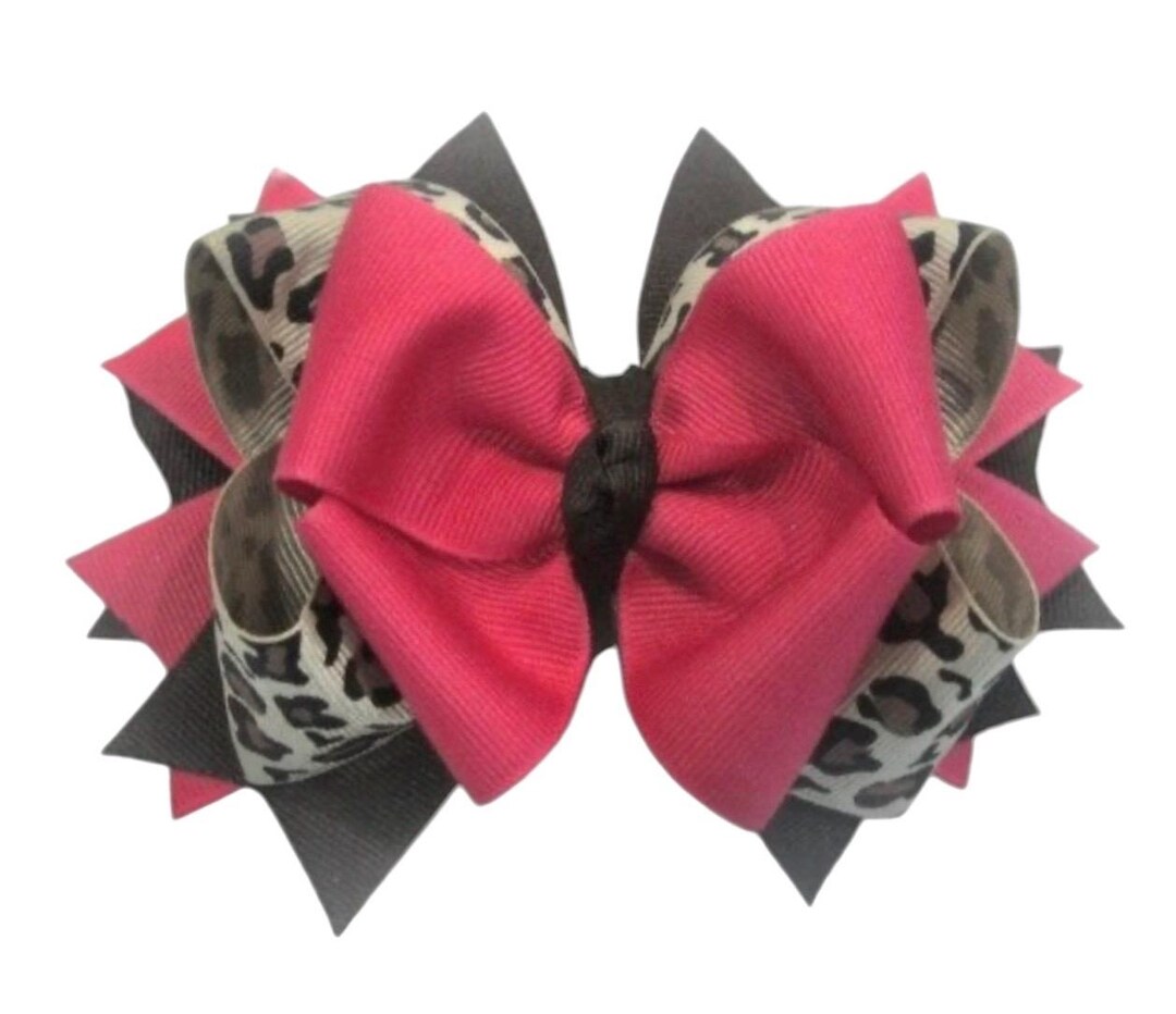 Pink Leopard Bow, Leopard Hairbow, Boutique Hair Bow, Girls Hairbow ...