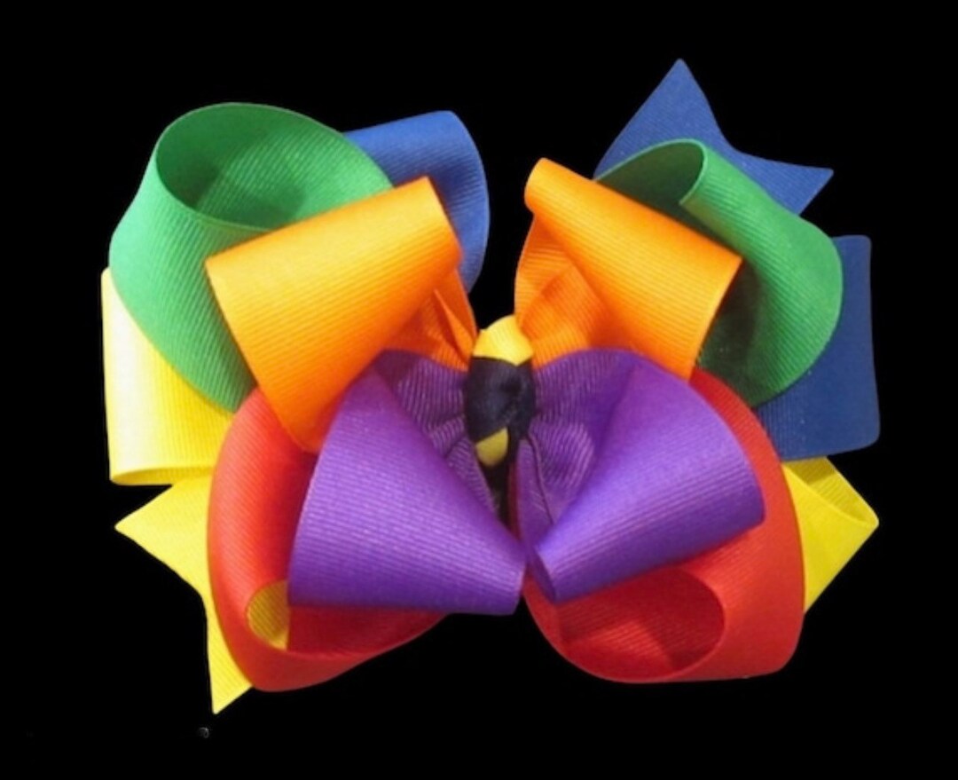 Primary Colors Bow, Girls Hair Bows, Rainbow Baby Headband, Primary ...