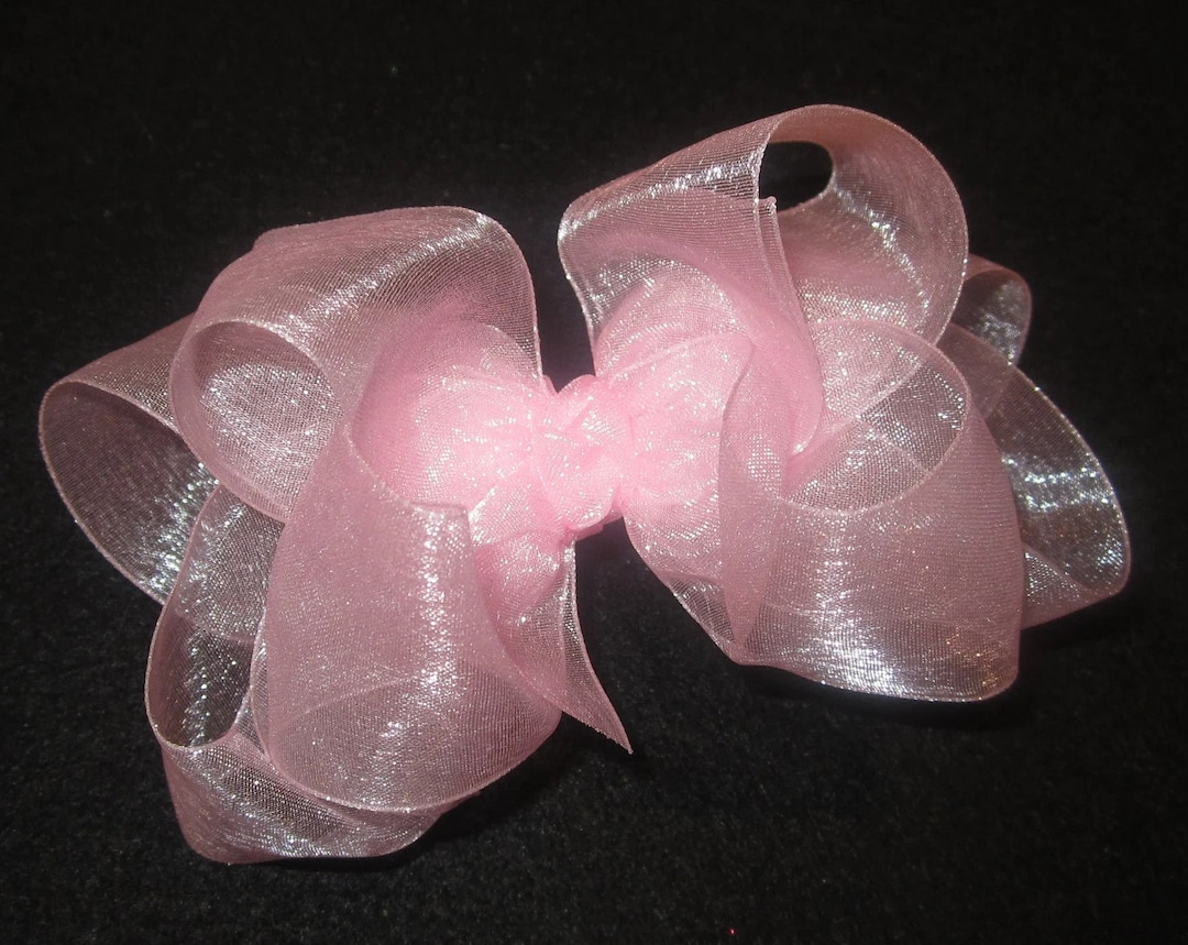 Pink Organza Hair Bow, Sheer Hairbow, Formal Bows, Birthday Hair Bows ...