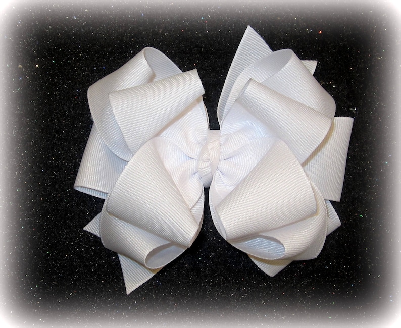 Big White Bow Triple hair Bow Large Bows Bella Triples | Etsy