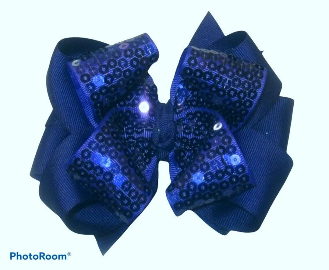 Blue Sequin Bow Royal Blue Bow Big Blue Bow Hair Bows - Etsy