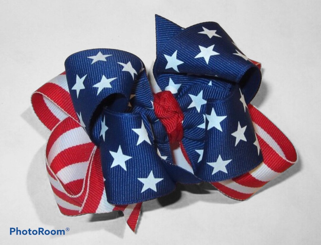 American Flag Hairbow Patriotic Hair Bows Boutique Bows - Etsy