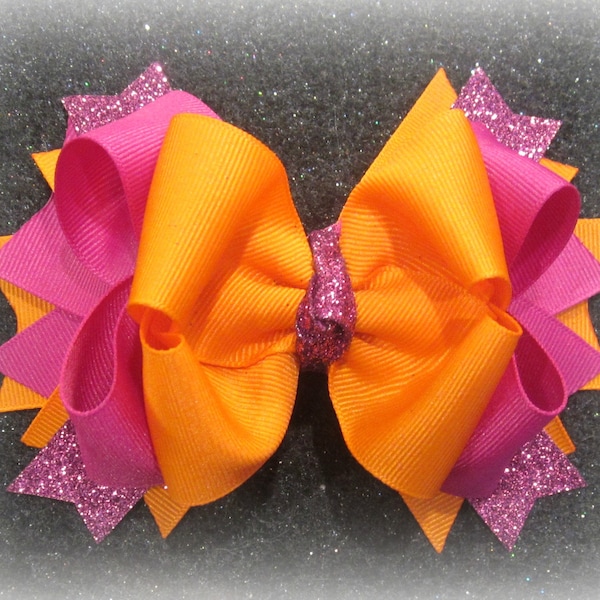Orange Glitter Bow - Etsy