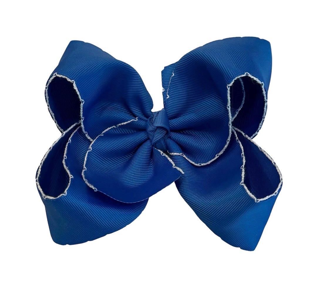 Blue Moon Stitched Hair Bow, Moonstitched Bow, Big 6" Bow, Large Bows ...