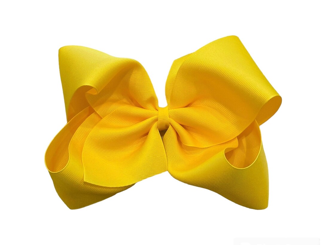 Yellow 5 Inch Hair Bow for Girls, Big Yellow Hair Bow Clips, Solid Hair ...