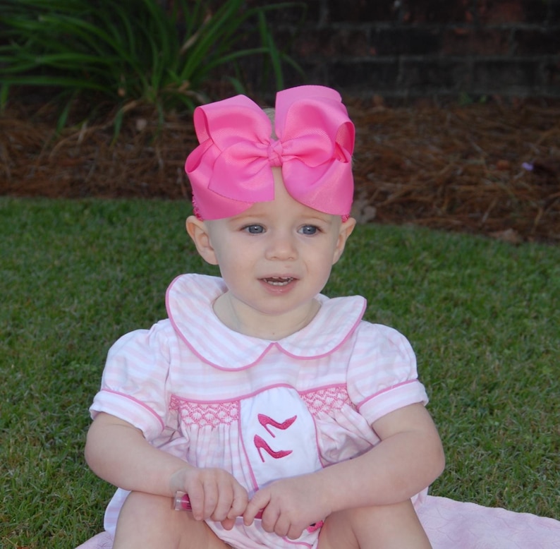 Pink Satin Bow With Pearls, Girls Large White Southern Bow, Coquette ...