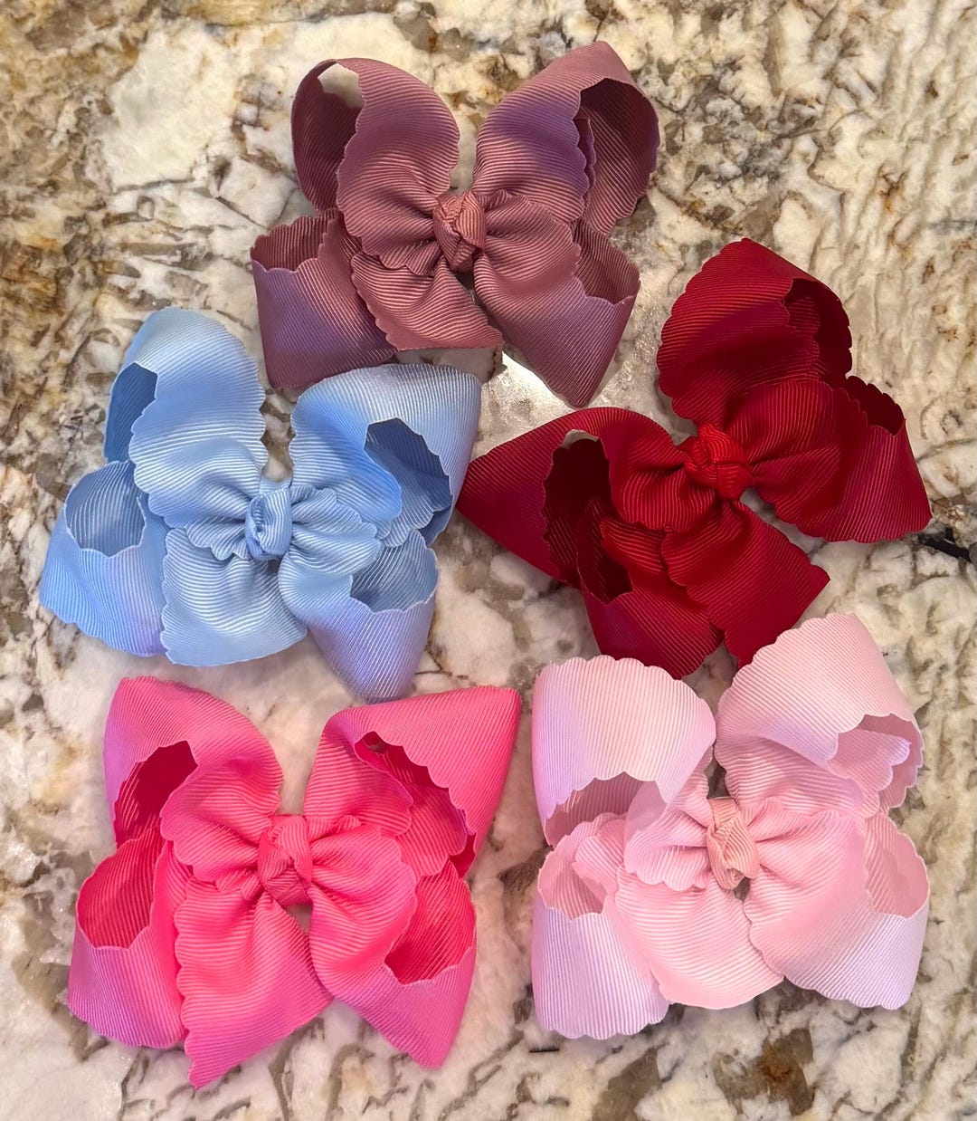 Scalloped Edge Bows, You Pick Color, Toddler Bows, Bows for School, 4 ...