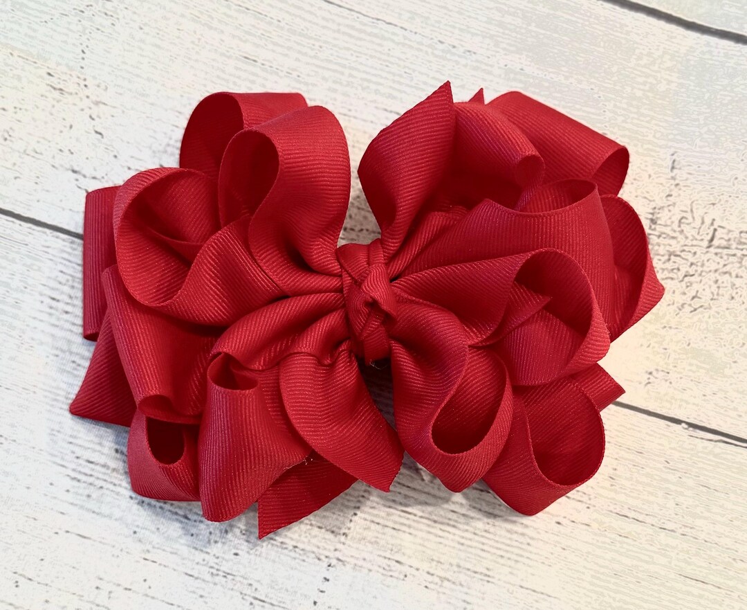 Red Hair Bow, Big Double Bow, Bows, Hairbow, Layered Hairbow, Large Bow ...