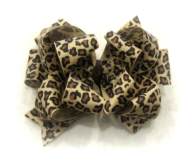 Leopard Hair Bow Girls Leopard Bow School Bows Big Layered - Etsy