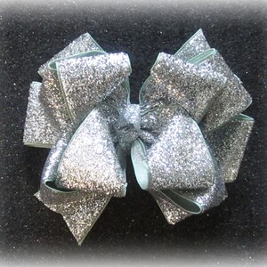 Silver Glitter Bow, Big Silver Bow, Glitter Hairbows, Christmas Hair ...