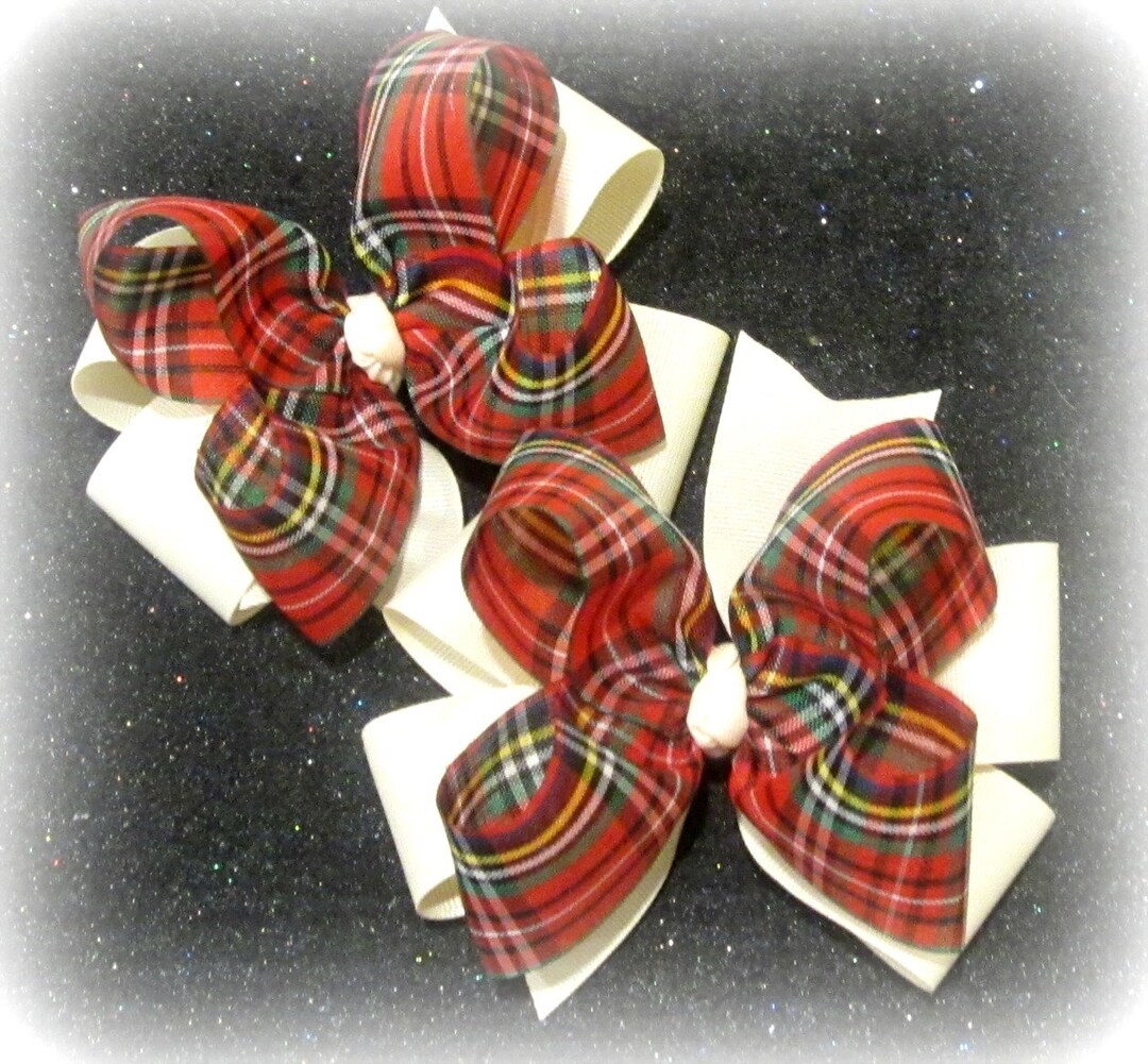Piggies Plaid Pig Tails Holiday Pig Tails Plaid Hairbows - Etsy