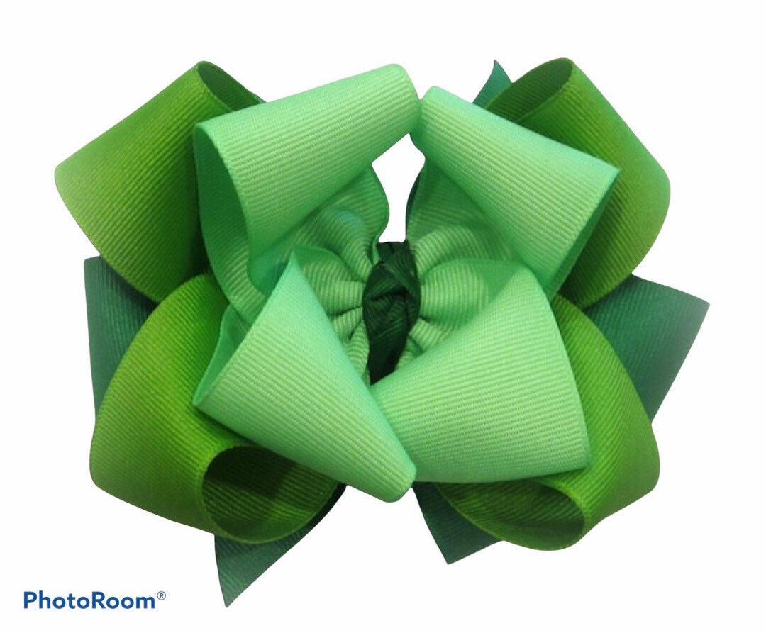 Green Ombre Bow Green Hairbow Stacked Bows Girls Hairbows - Etsy