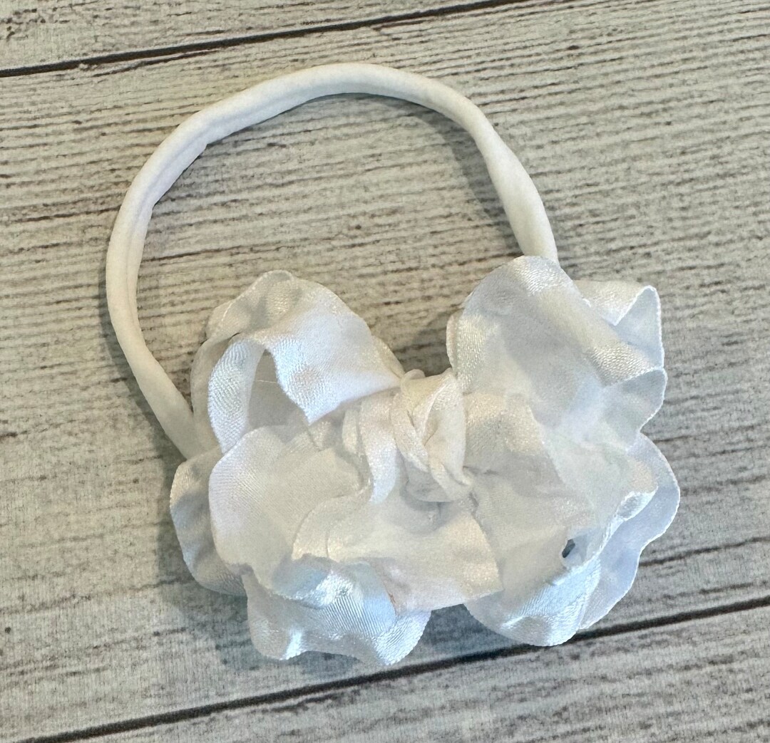 Small Satin Ruffle Bows, Double Ruffle Hair Bow, Ruffle Ribbon Bow on ...