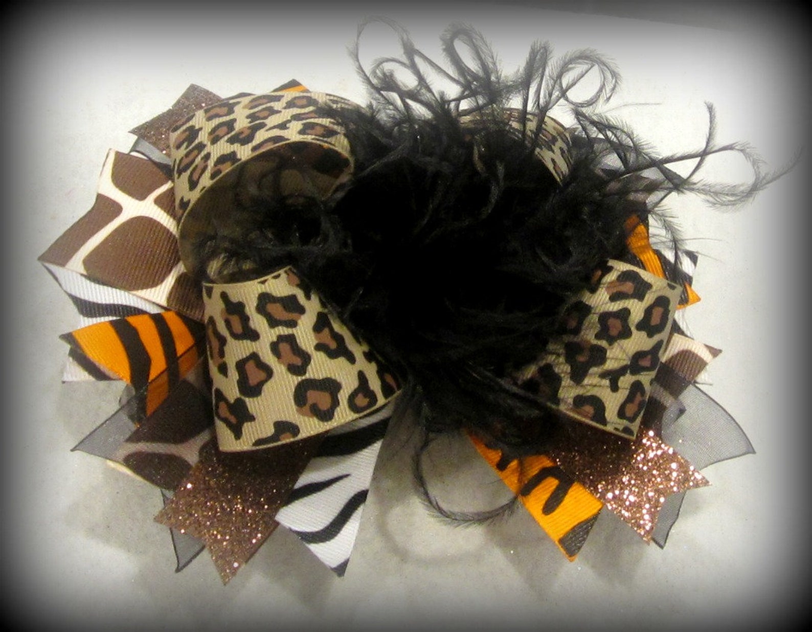 Safari Bow, Animal Print Bow, Safari Hairbow, Zebra Over the Top Bow ...