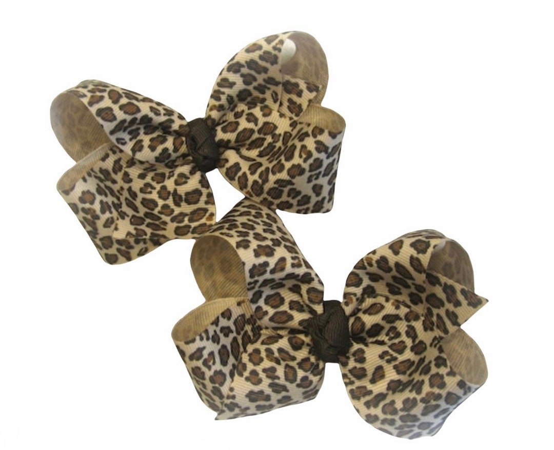 Leopard Piggies, Pig Tails, Cheetah Piggies, Cheetah Bows, Baby Bows, 4 ...
