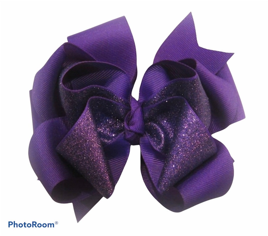 Purple Glitter Bow Big Purple Bow Purple Hairbows Glitter - Etsy