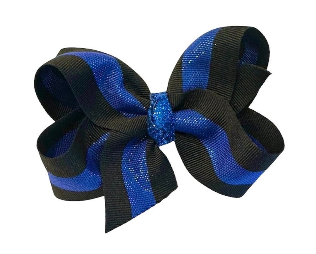 Thin Blue Line Hair Bow, 4 Inch Blue Line Hairbow, Police Bows, Back ...