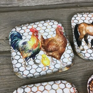 Rustic Farm Coasters, Set of 6 Coasters, Farm Animal Coasters - Etsy