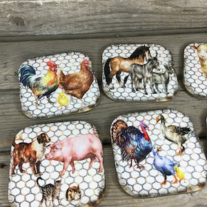 Rustic Farm Coasters, Set of 6 Coasters, Farm Animal Coasters - Etsy