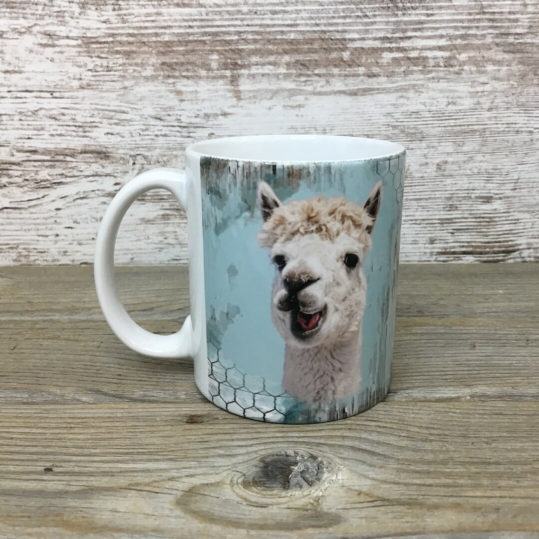 Alpaca Rustic Wood Ceramic Coffee Mug - Etsy