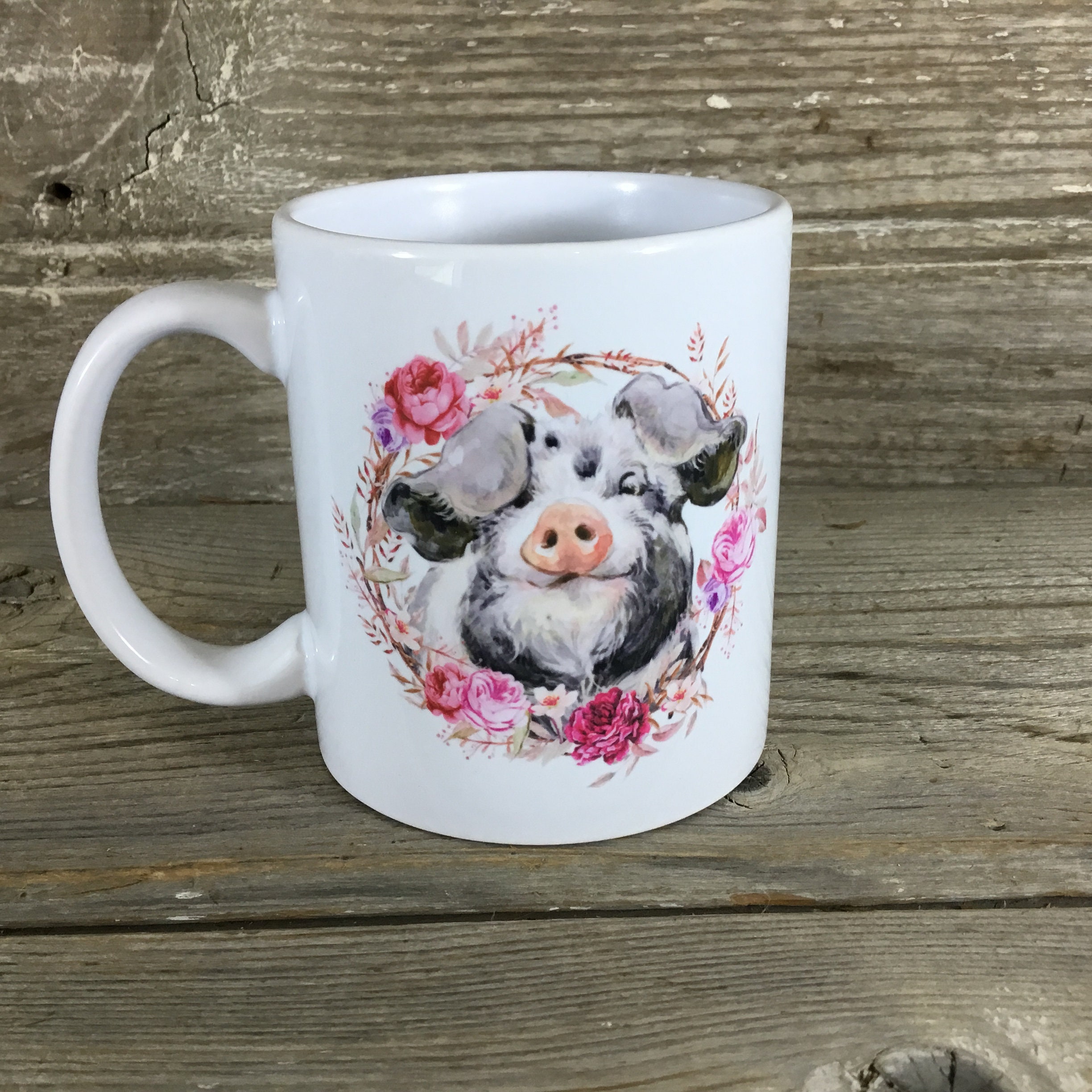 Pig Coffee Mug Floral Pig Mug Animal Mug Gift for Her | Etsy