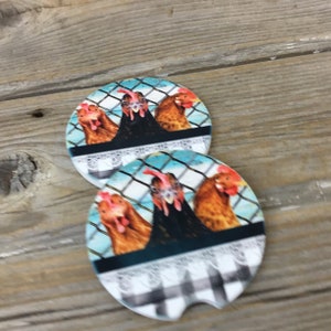 Funny Chickens Car Coasters Set of 2 - Etsy