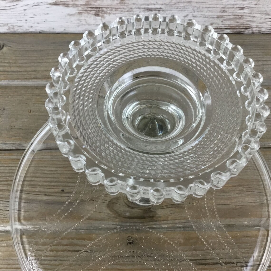 Antique EAPG Garfield Drape Canadian Drape Round Glass Cake Stand Circa ...