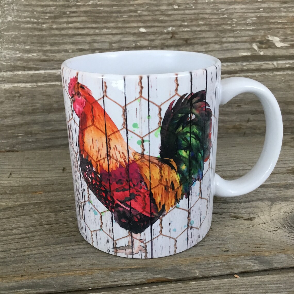 Rooster Mug 11 Oz Coffee Mug Rustic Rooster Mug Animal Mug | Etsy