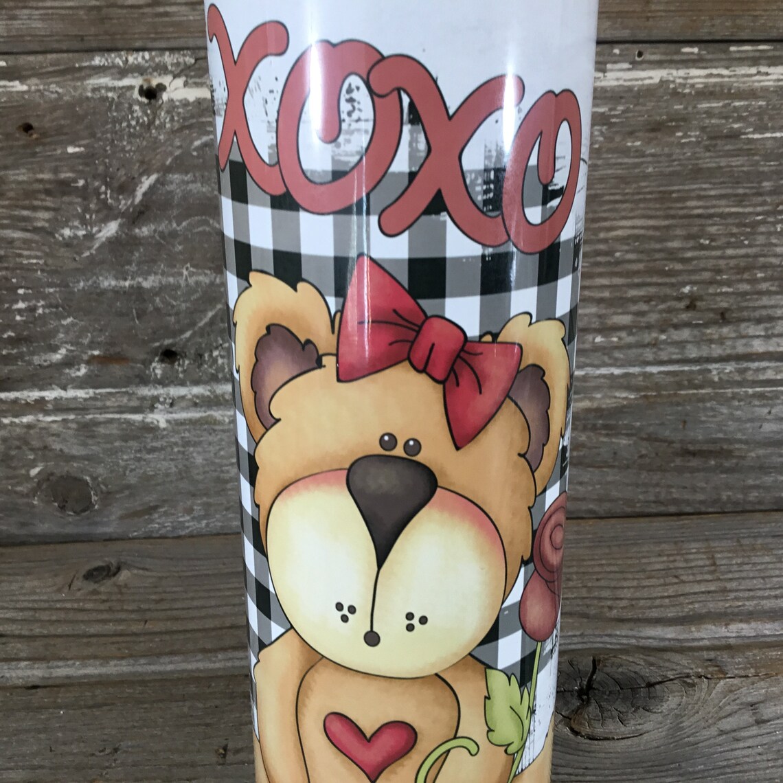 XOXO Teddy Bear Love 20 Oz Skinny Tumbler With Straw & Lid - Etsy