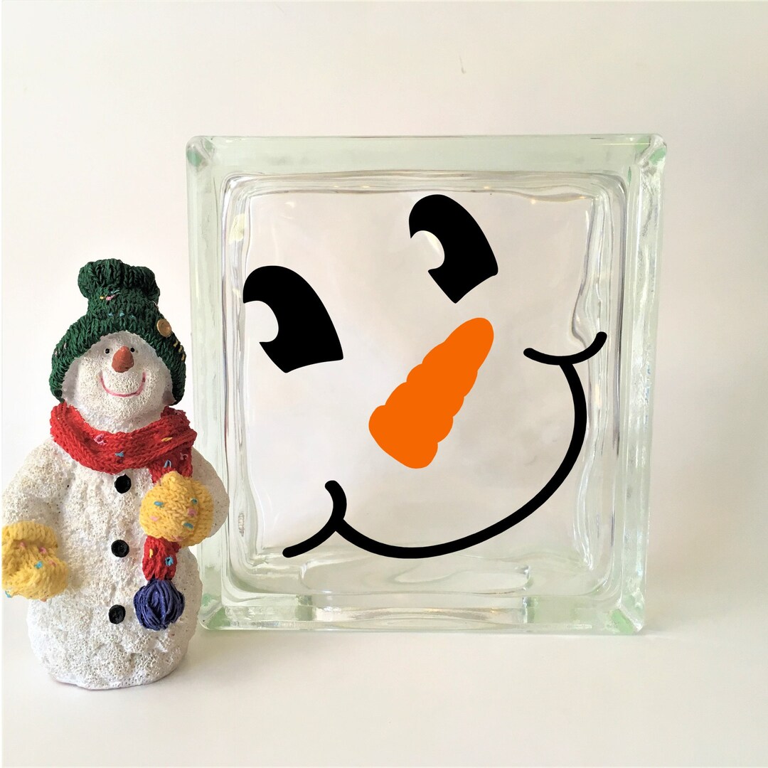 Snowman Decal, Snowman Face, Christmas Glass Block, Snowman Christmas ...