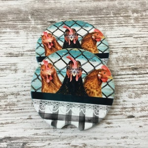 Funny Chickens Car Coasters Set of 2 - Etsy