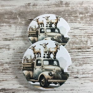 Crazy Goats Farm Truck Car Coasters Set of 2 - Etsy
