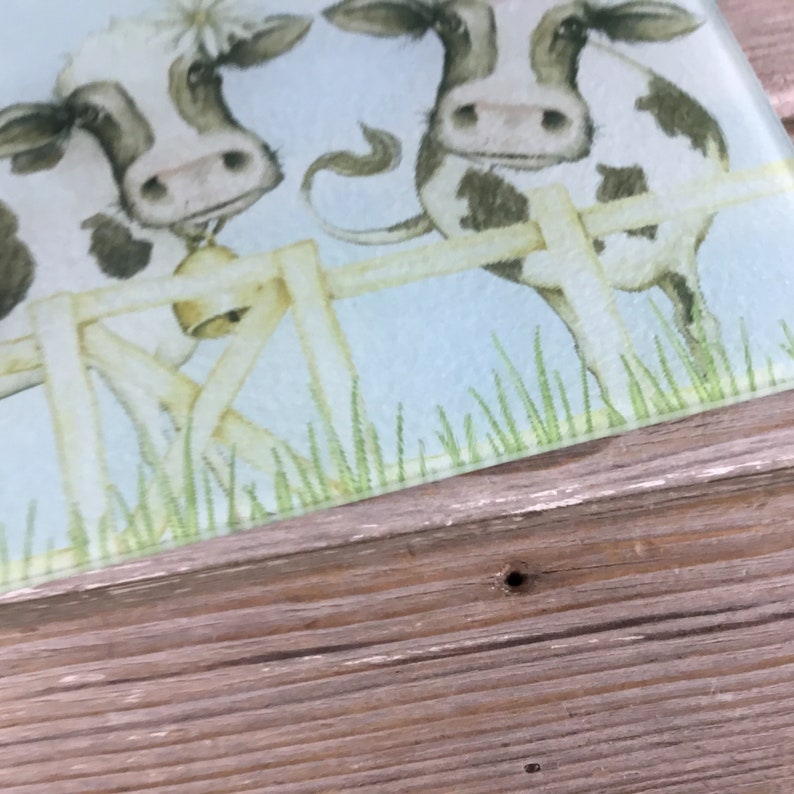 Holstein Cow Friends Glass Cutting Board Kitchen Decor | Etsy