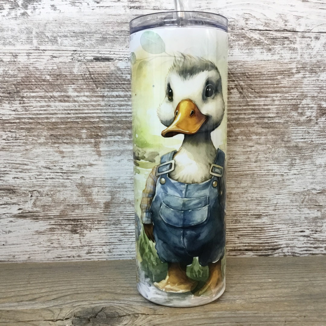 Duck in Flannel Shirt and Denim Overalls 20 Oz Skinny Tumbler With ...