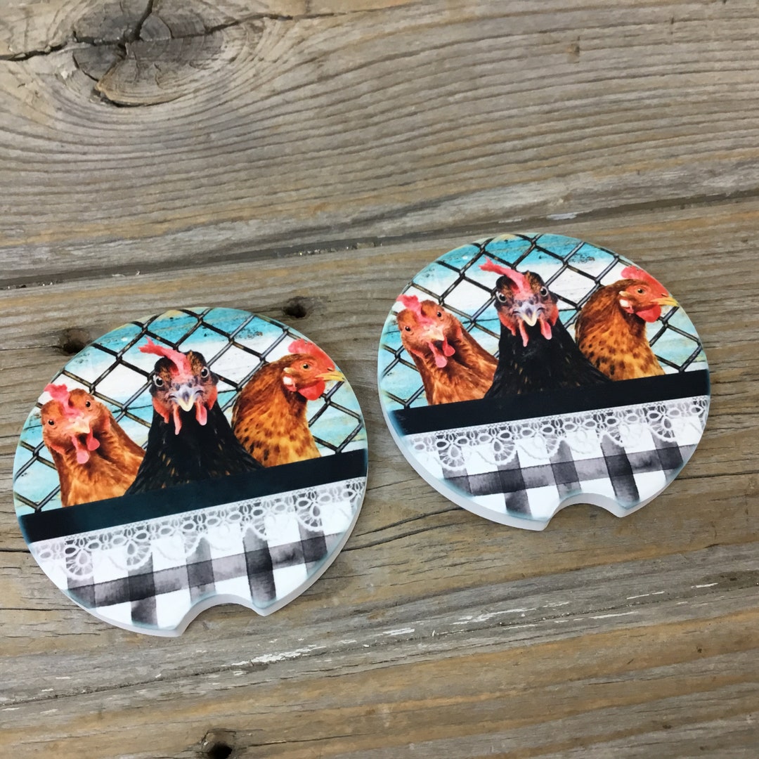 Funny Chickens Car Coasters Set of 2 - Etsy
