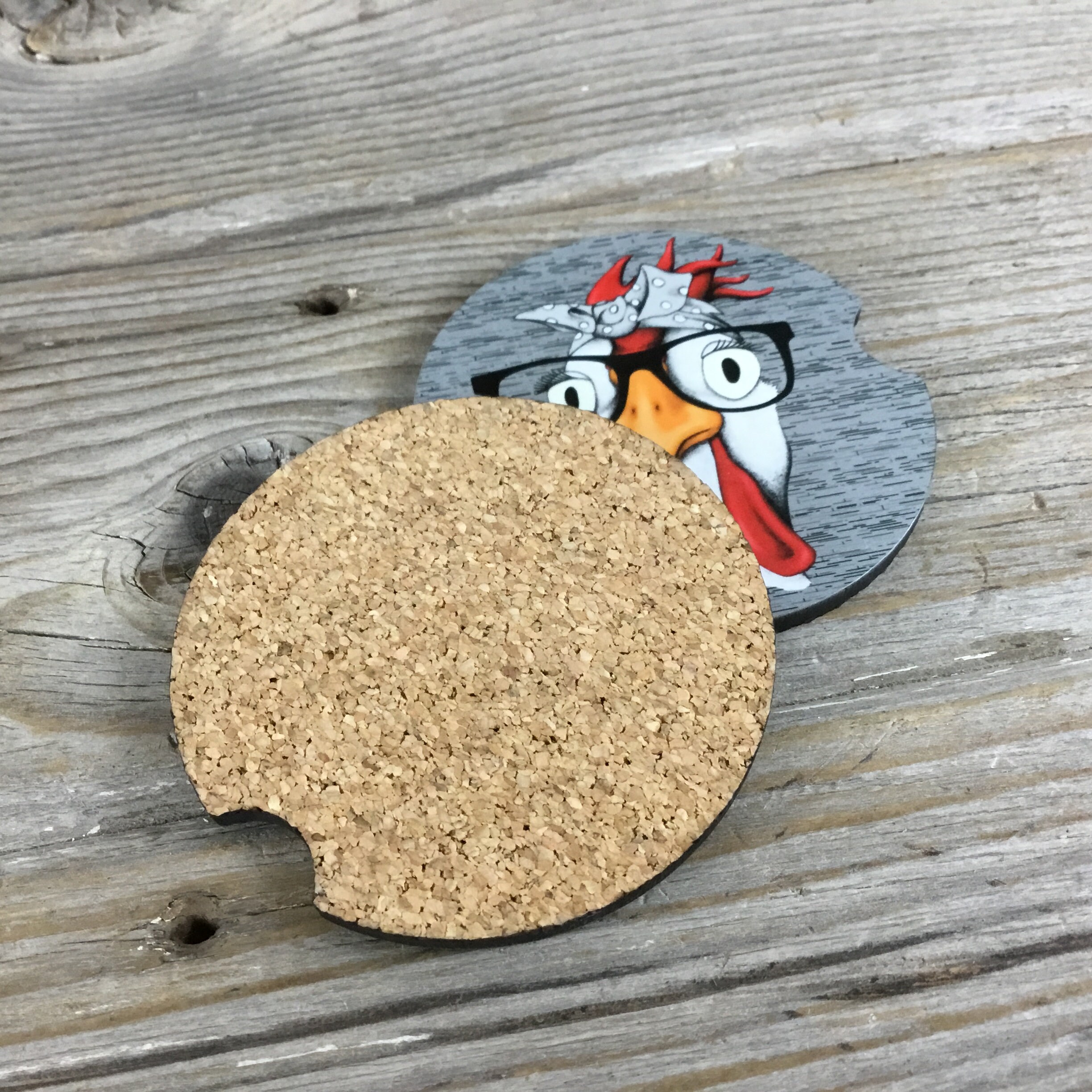 Funny Chicken with Glasses Car Coasters Set of 2 Car Coasters | Etsy
