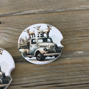 Crazy Goats Farm Truck Car Coasters Set of 2 - Etsy