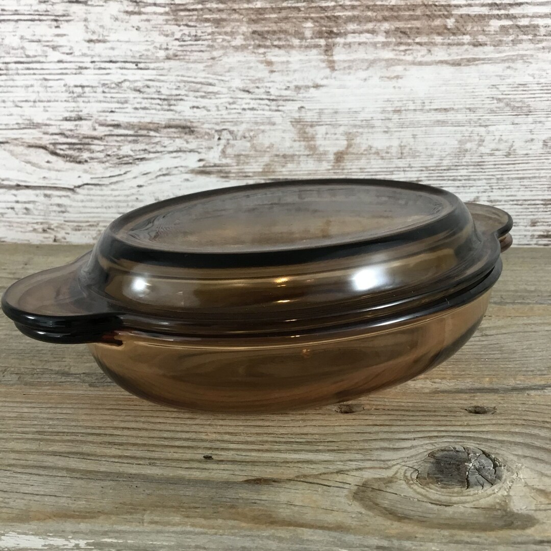 Corning Visions Cookware V-14-B Amber Grab It & Go Bowl Dish, Lid P-14 ...