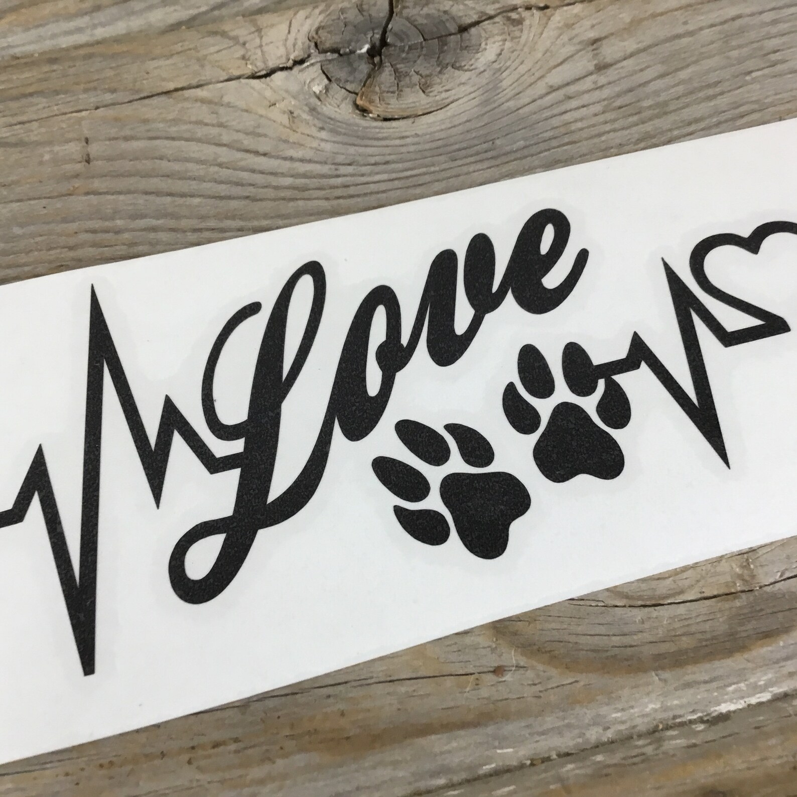 Dog Paw Love EKG Heartbeat Decal - Etsy