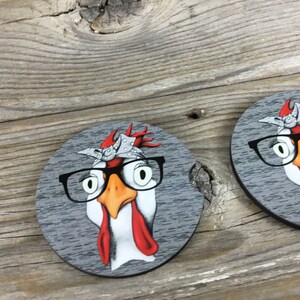 Funny Chicken With Glasses Car Coasters - Set of 2 - Etsy