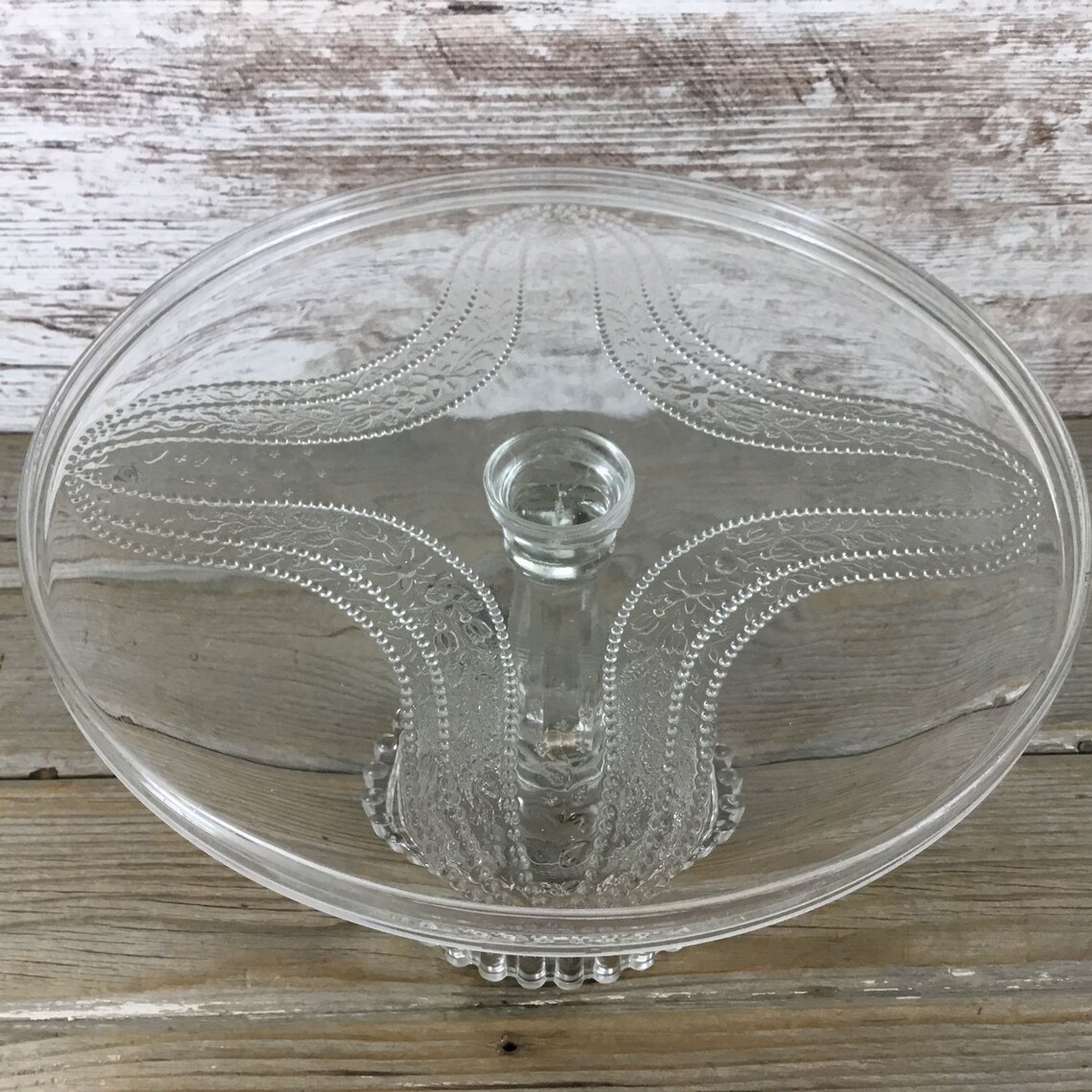 Antique EAPG Garfield Drape Canadian Drape Round Glass Cake Stand Circa ...