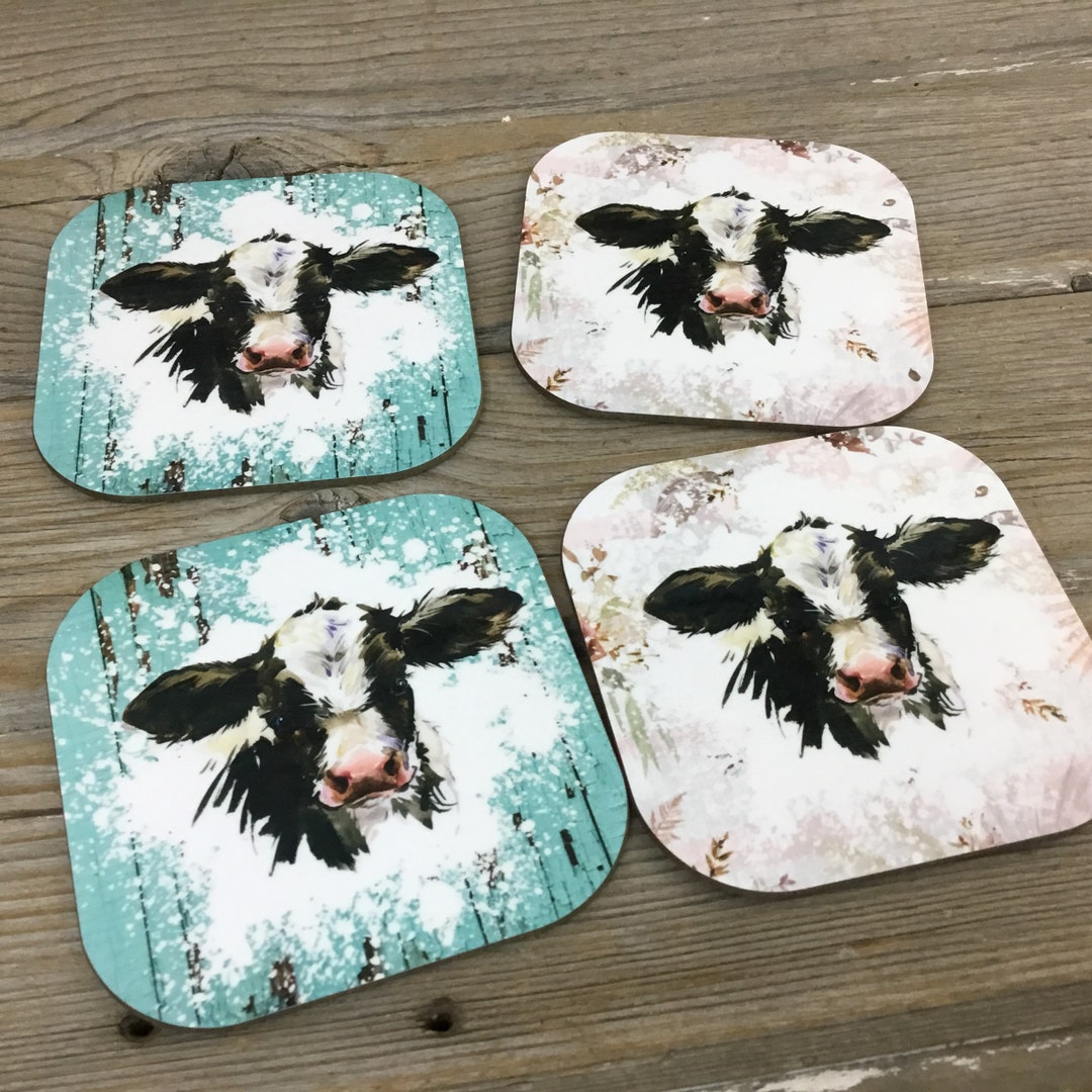 Holstein Calf Cow Coasters, Set of 4 Coasters, Hardboard Coasters - Etsy