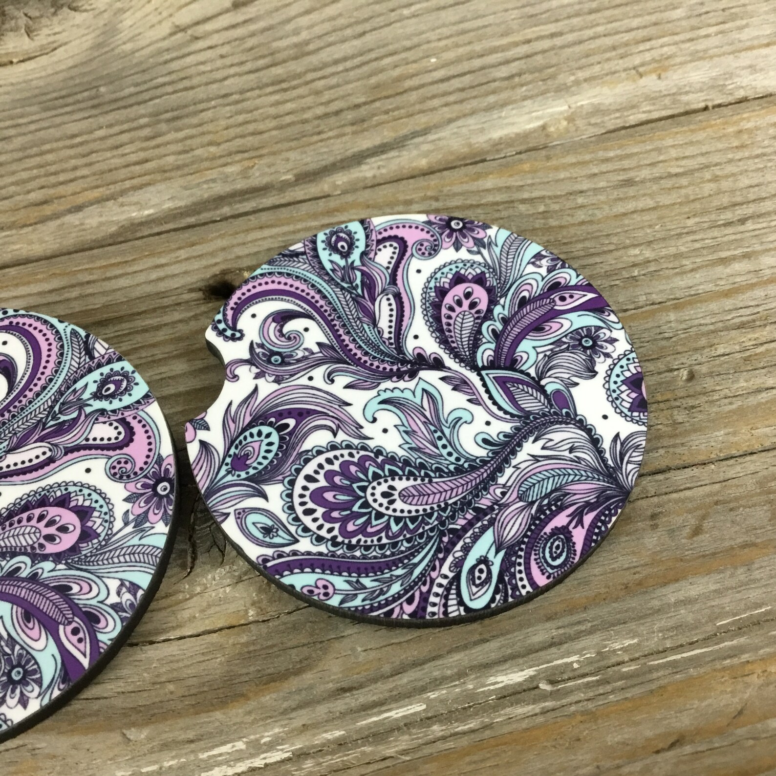 Purple Paisley Car Coasters Set of 2 Car Coasters - Etsy