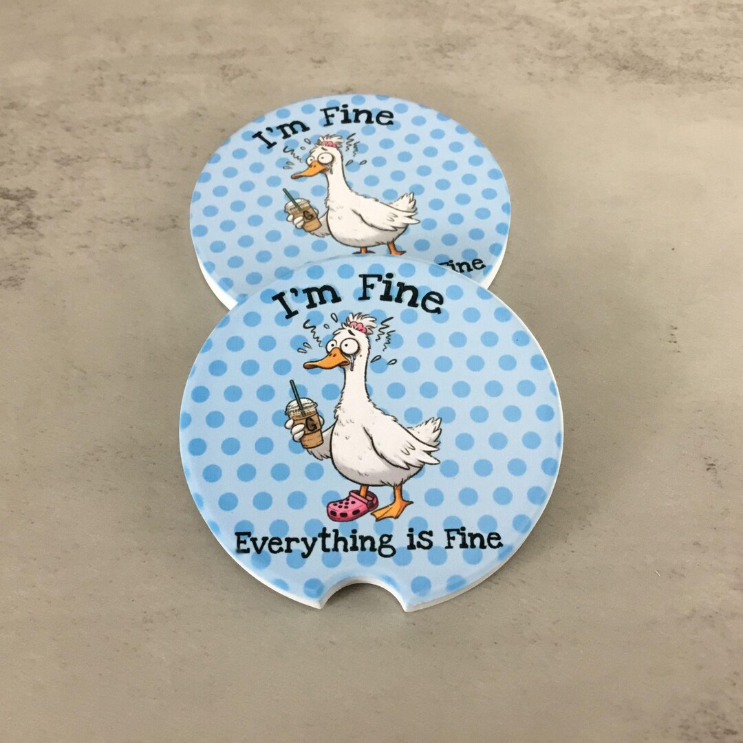 Frazzled Goose Car Coasters: Funny Sandstone Cup Holder Set - Etsy