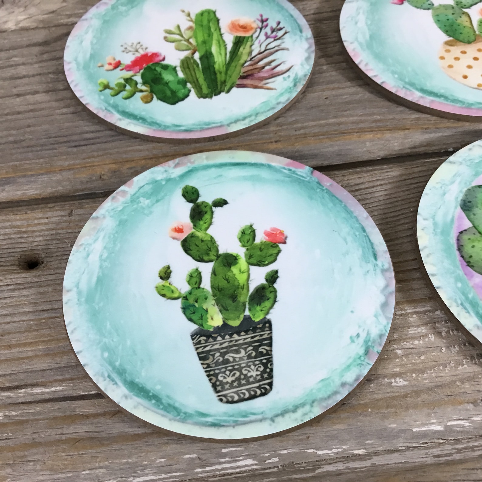 Cactus Hardboard Coasters Set of 4 Coasters - Etsy