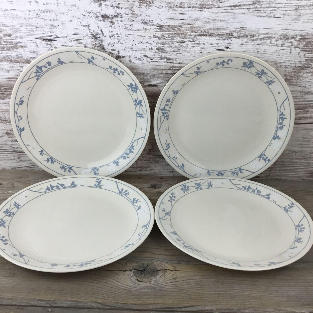 Set of 4 Corelle First of Spring Dinner Plates 10 1/4" Beige With Blue ...
