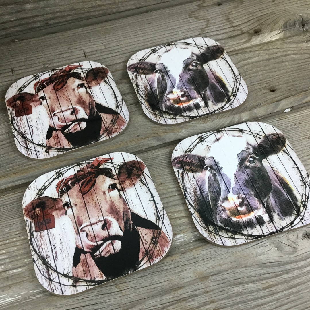 Rustic Cow Coasters, Set of 4 Drink Coasters - Etsy