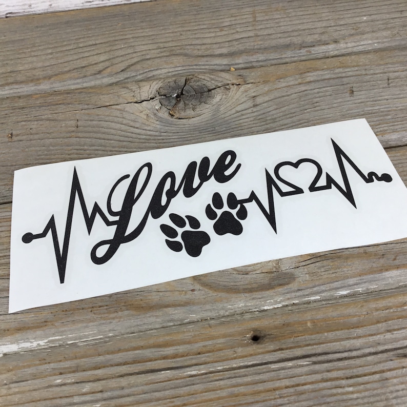 Dog Paw Love EKG Heartbeat Decal - Etsy