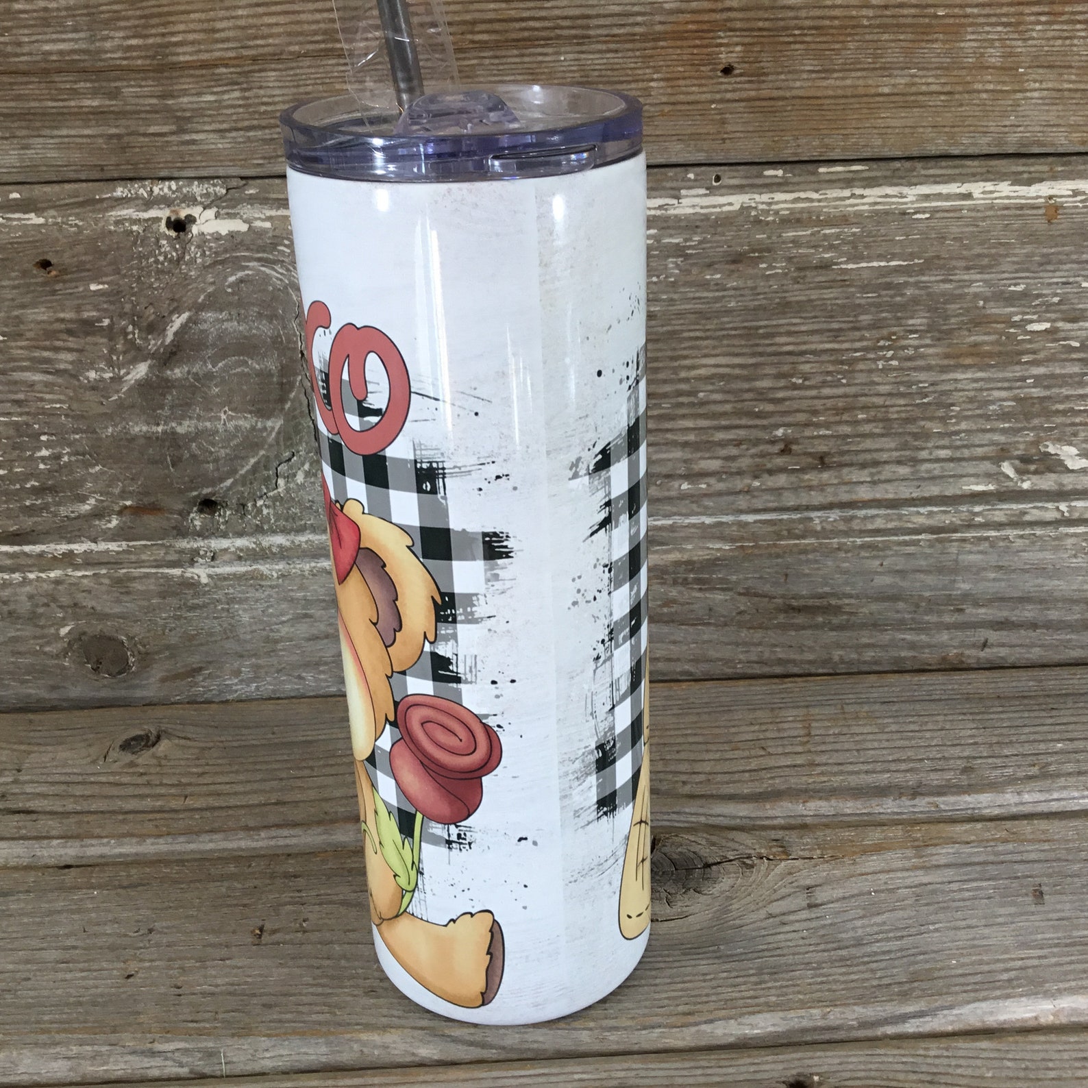 XOXO Teddy Bear Love 20 Oz Skinny Tumbler With Straw & Lid - Etsy